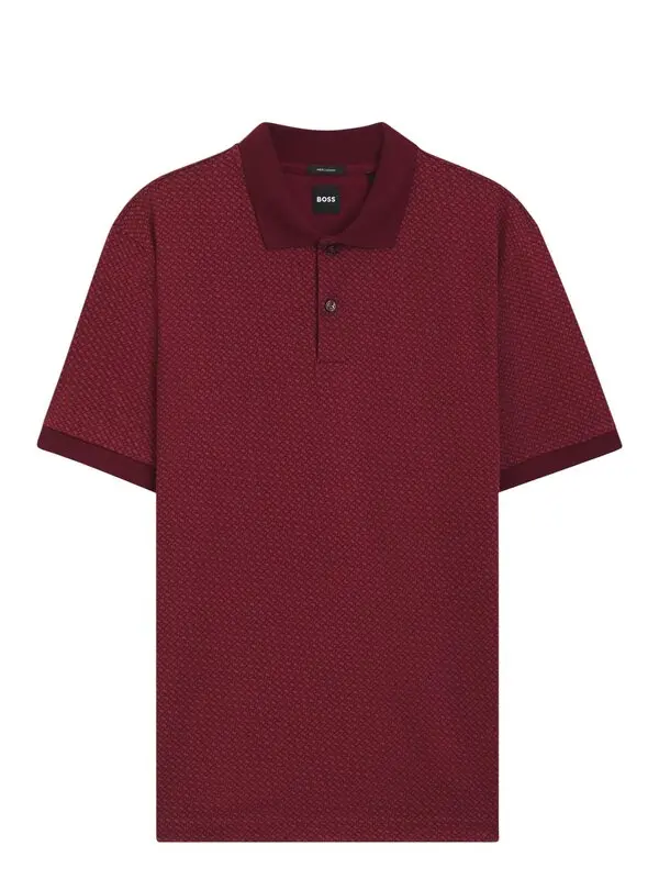 BOSS Mercerised-cotton Polo Shirt With Two-tone Monograms - Dark Red