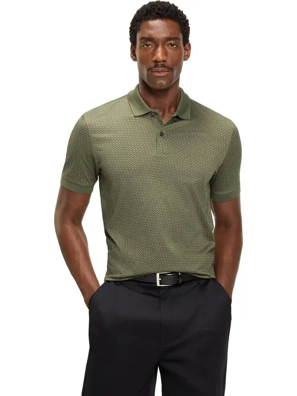 BOSS Mercerised-cotton Polo Shirt With Two-tone Monograms - Green