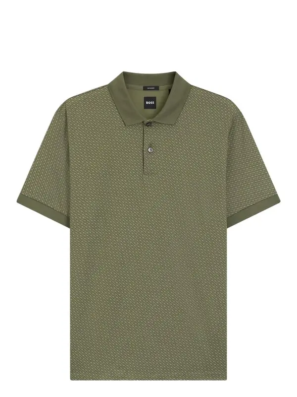 BOSS Mercerised-cotton Polo Shirt With Two-tone Monograms - Green