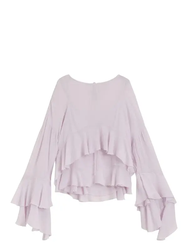 BOSS Relaxed-fit Seersucker Blouse - Light Purple