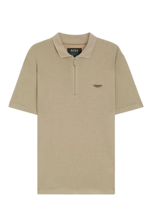BOSS X Aston Martin Polo Shirt With Nubuck Logo - Khaki