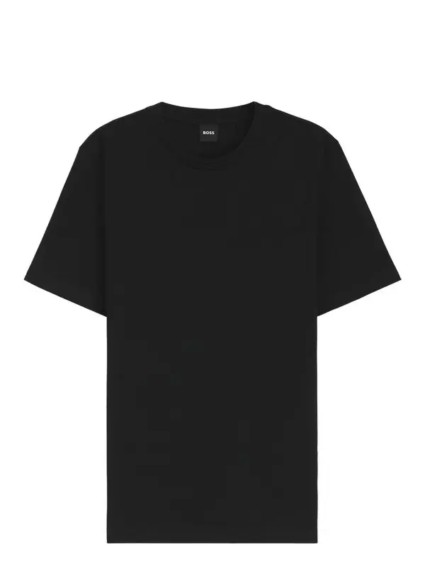 BOSS Bubble-jacquard Structure T-shirt In A Cotton Blend - Black