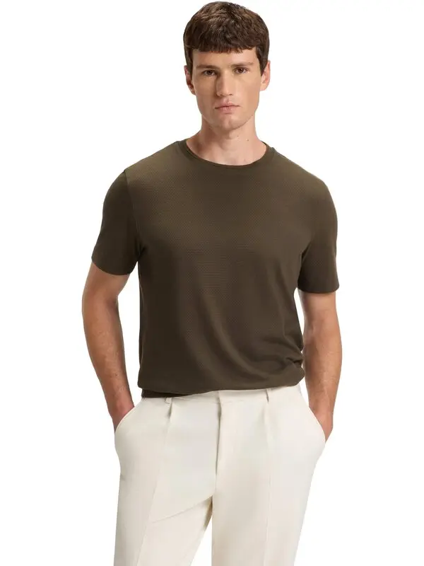 BOSS Bubble-jacquard Structure T-shirt In A Cotton Blend - Brown