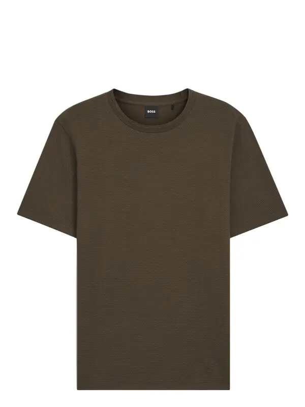 BOSS Bubble-jacquard Structure T-shirt In A Cotton Blend - Brown