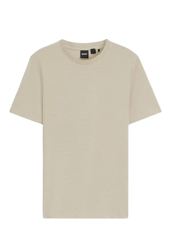 BOSS Bubble-jacquard Structure T-shirt In A Cotton Blend - Light Beige