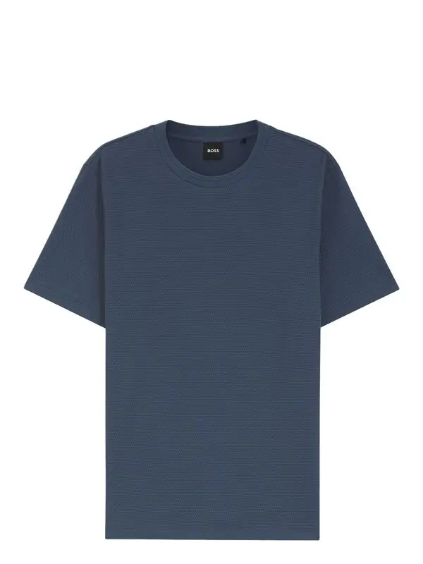 BOSS Bubble-jacquard Structure T-shirt In A Cotton Blend - Light Blue