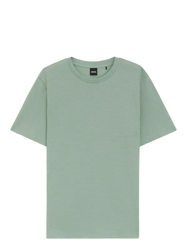 BOSS Bubble-jacquard Structure T-shirt In A Cotton Blend - Light Green