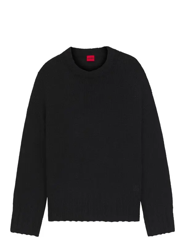 Hugo Knitted Sweater With Embroidered Logo - Black