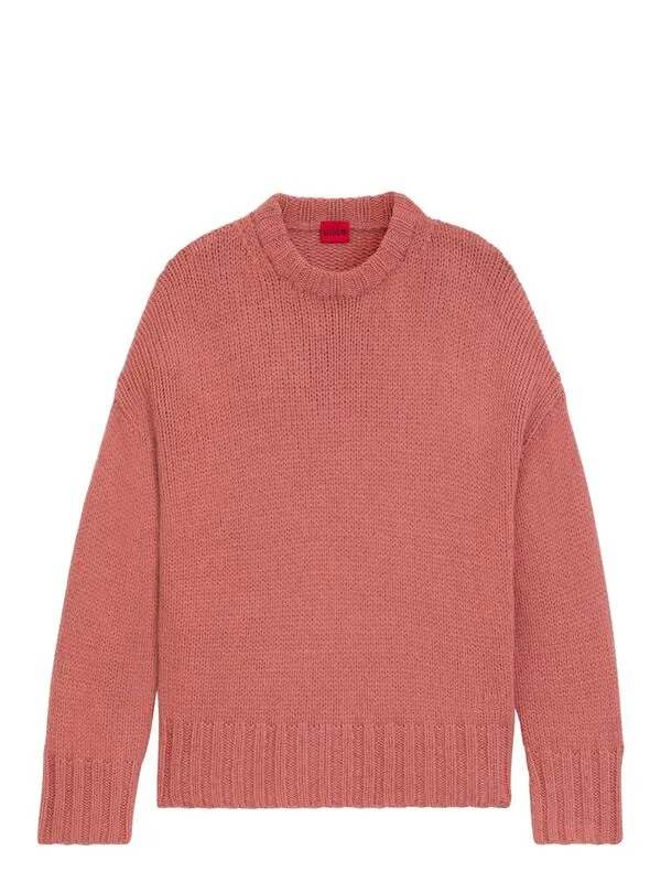 Hugo Knitted Sweater With Embroidered Logo - Light Red