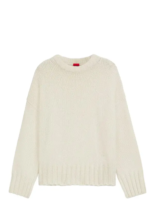 Hugo Knitted Sweater With Embroidered Logo - White