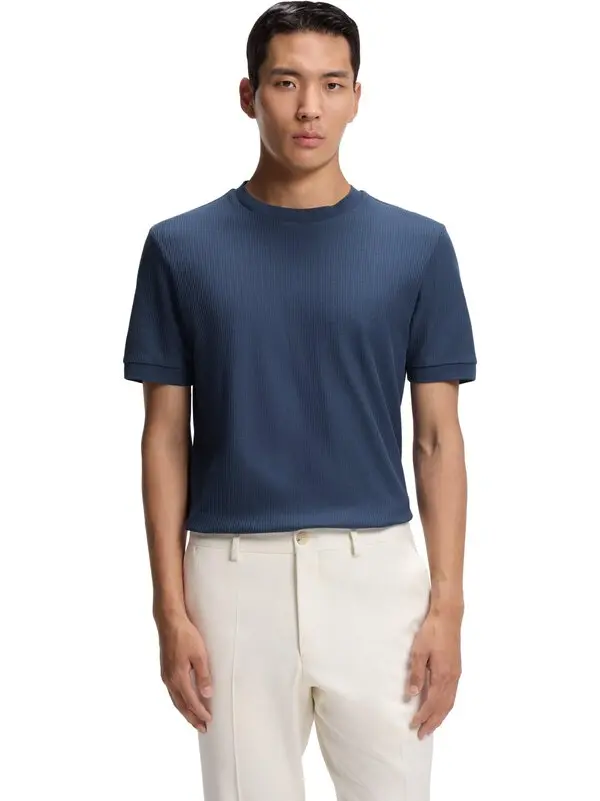 BOSS Regular-fit T-shirt In Structured Cotton - Light Blue