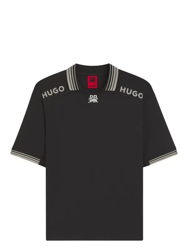 Hugo X Rb Polo Shirt With Logos And Tipping - Dark Brown