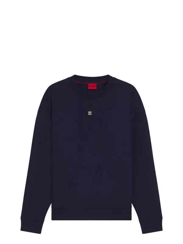 Hugo Cotton-blend Sweatshirt With Stacked-logo - Dark Blue