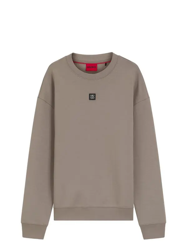 Hugo Cotton-blend Sweatshirt With Stacked-logo - Light Brown