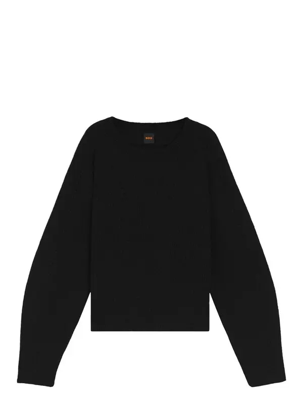 BOSS Relaxed-fit Sweater With Open-knit Details - Black