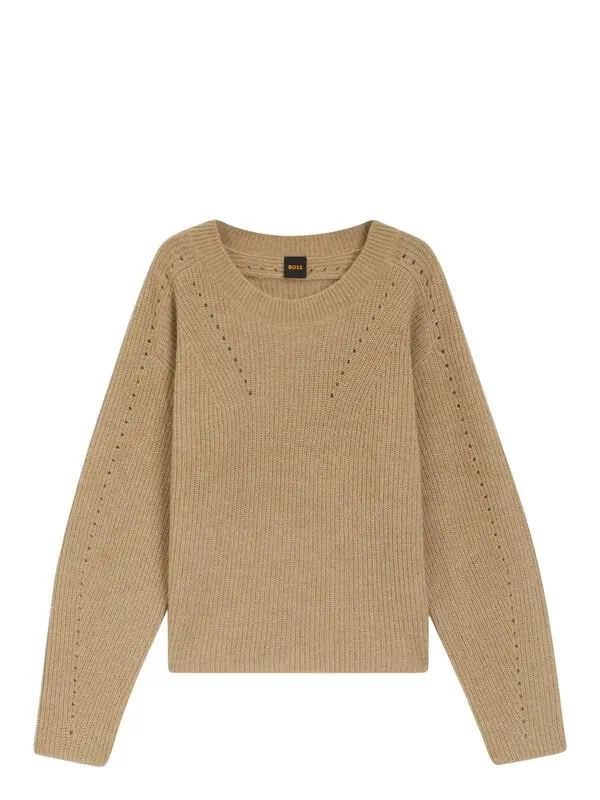 BOSS Relaxed-fit Sweater With Open-knit Details - Brown