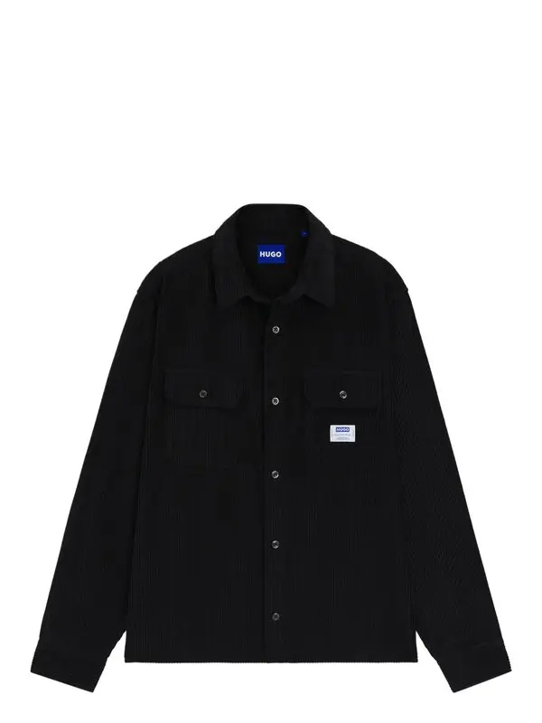 Hugo Oversized-fit Shirt In Cotton Corduroy - Black