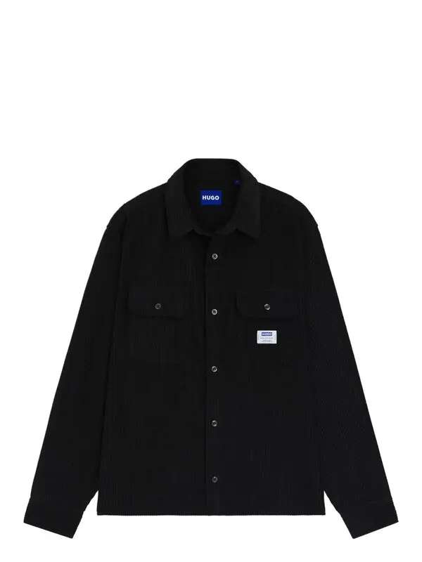 Hugo Oversized-fit Shirt In Cotton Corduroy - Black