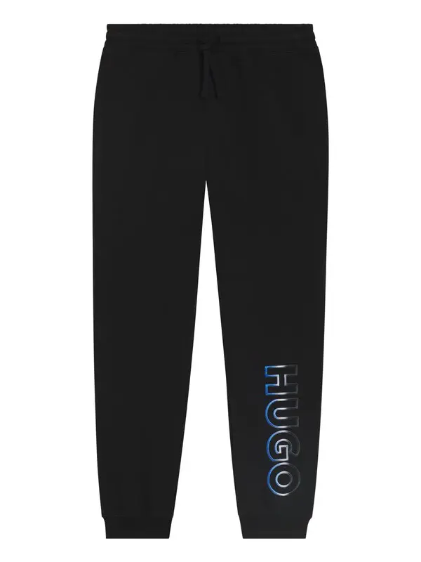 Hugo Ombré-logo Tracksuit Bottoms In Cotton Terry - Black