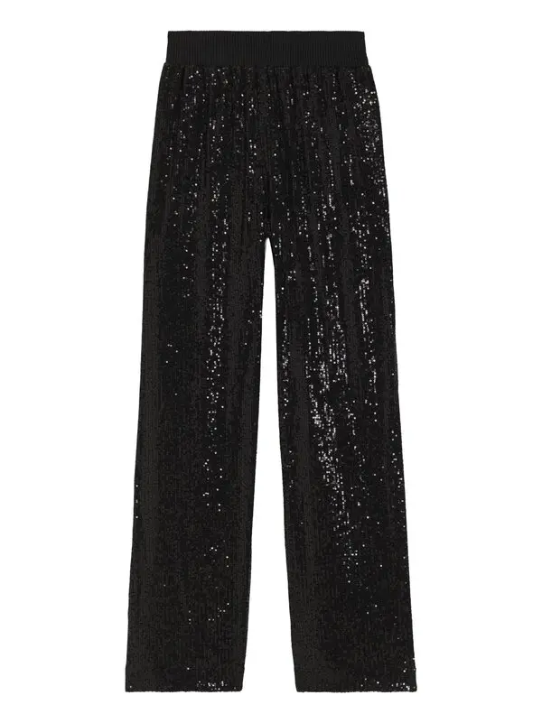 BOSS Sequin-embellished Wide-leg Trousers - Black