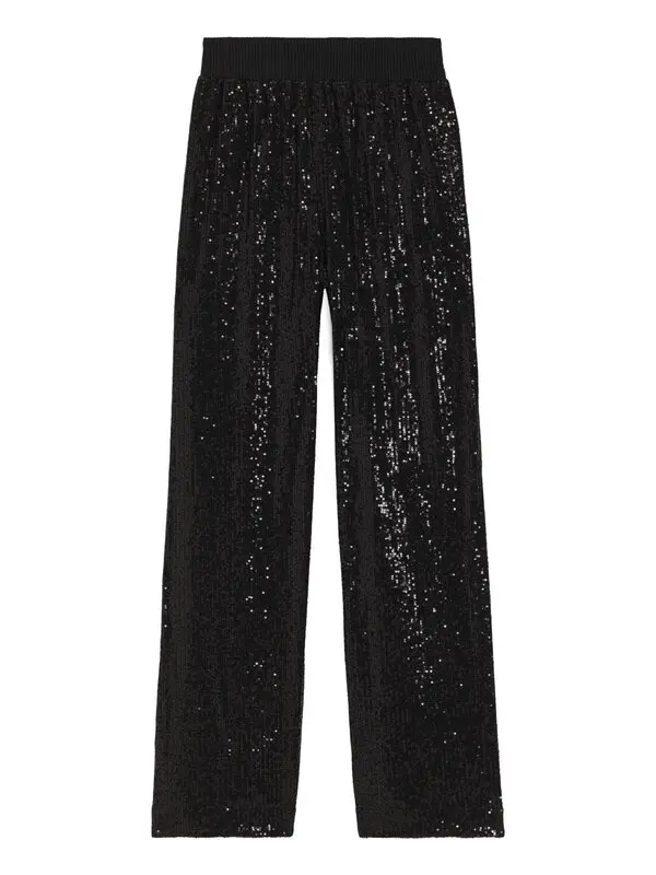 BOSS Sequin-embellished Wide-leg Trousers - Black