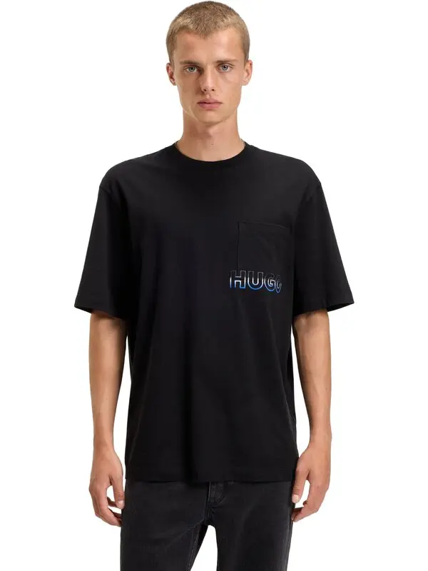 Hugo Ombré-logo T-shirt In Cotton Jersey - Black