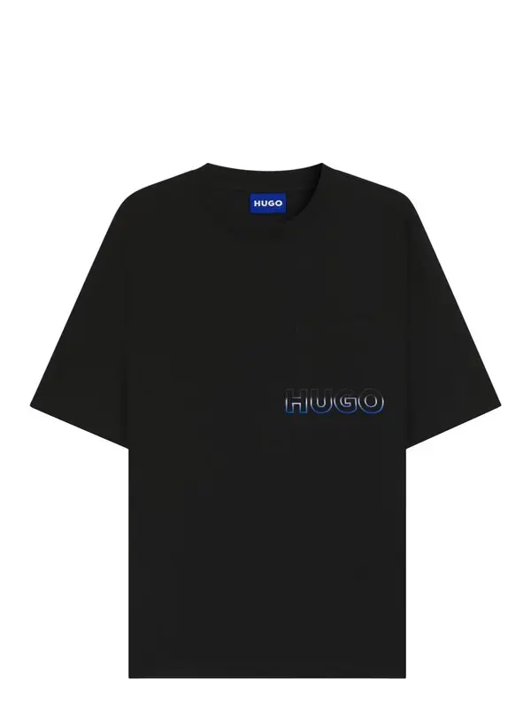 Hugo Ombré-logo T-shirt In Cotton Jersey - Black