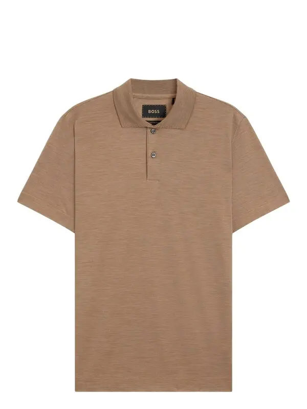 BOSS Collar-tipping Polo Shirt In Cotton And Silk - Brown