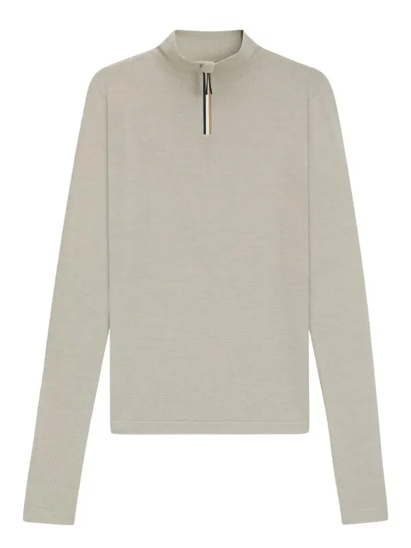 BOSS Ski Wool-blend Zip Neck Top - Light Grey