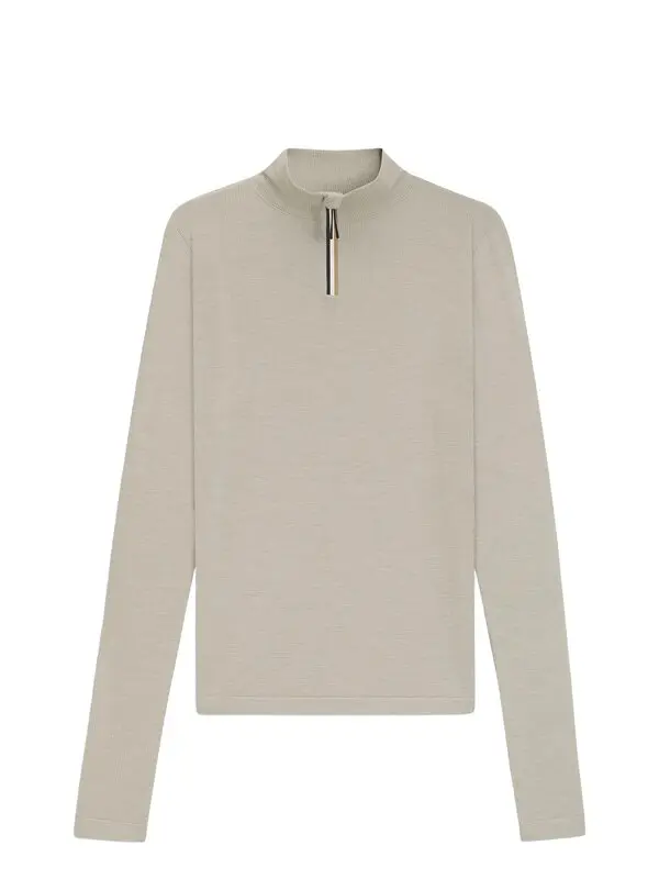 BOSS Ski Wool-blend Zip Neck Top - Light Grey
