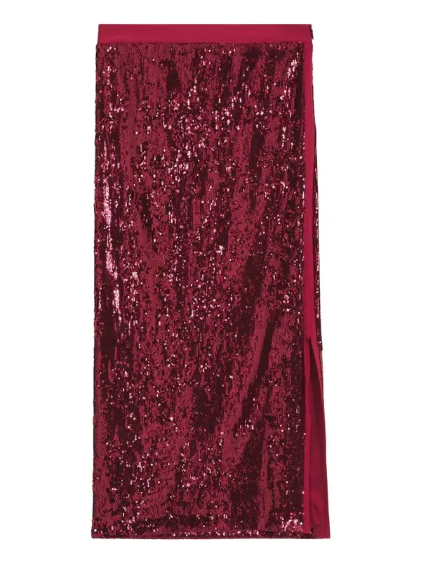 BOSS Sequin-embellished Skirt With Jersey Inserts - Dark Red