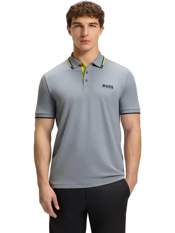 BOSS Active Paddy Regular-fit Polo Shirt In Quick-dry Stretch Pique - Dark Grey