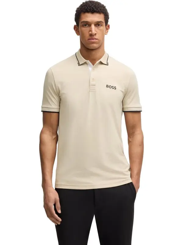 BOSS Active Paddy Regular-fit Polo Shirt In Quick-dry Stretch Pique - Light Beige