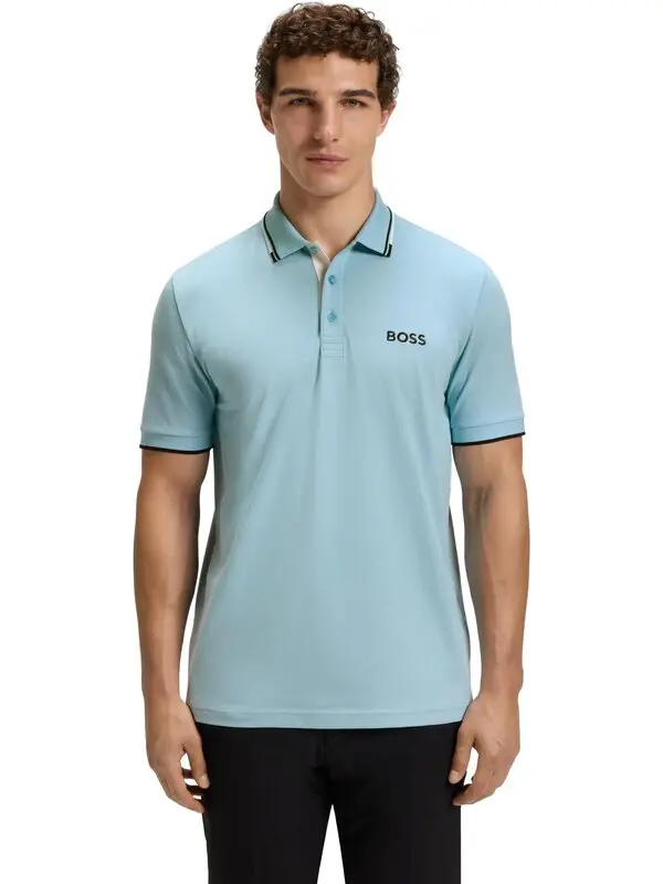 BOSS Active Paddy Regular-fit Polo Shirt In Quick-dry Stretch Pique - Light Blue