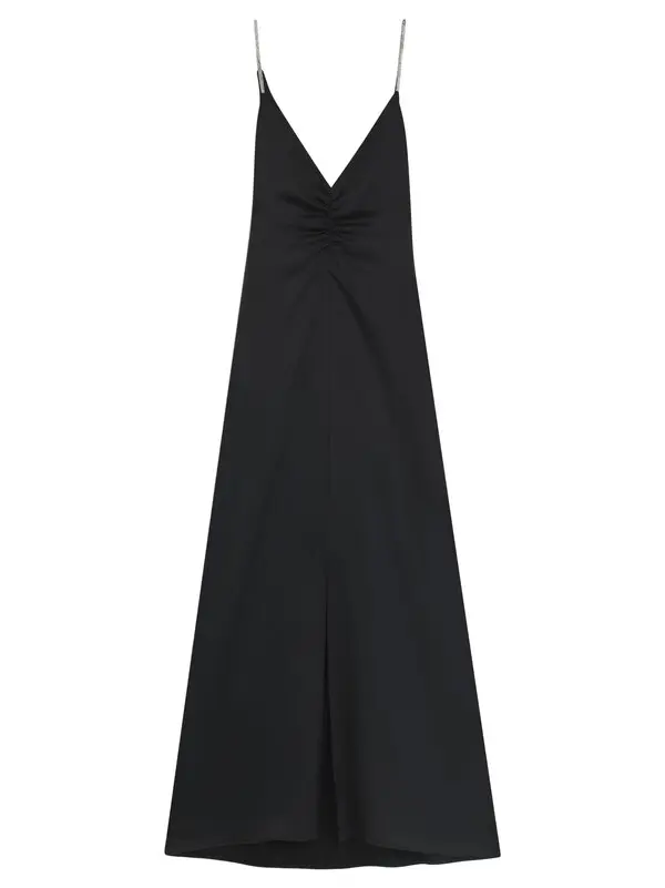 Hugo Maxi Dress With Rhinestone Straps - Black