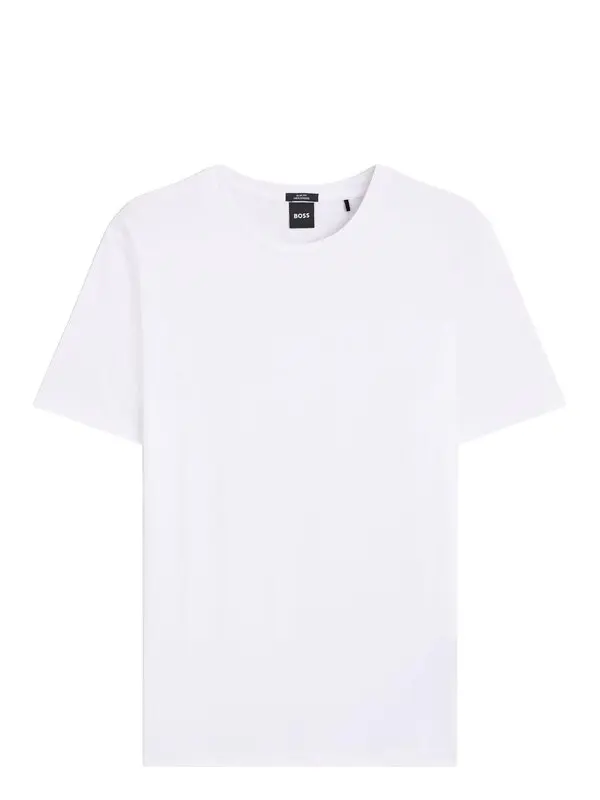 BOSS Slim-fit Short-sleeved T-shirt In Mercerised Cotton - White