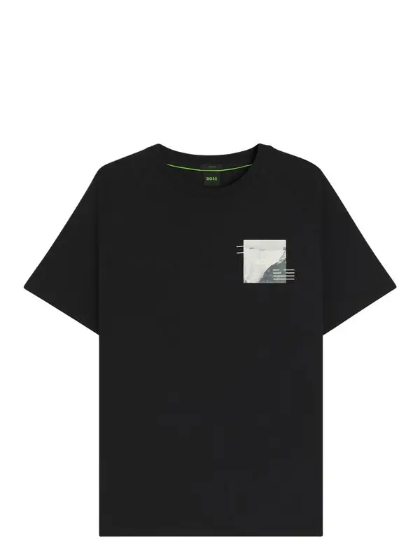 BOSS Cotton-blend T-shirt With Decorative Reflective Accents - Black