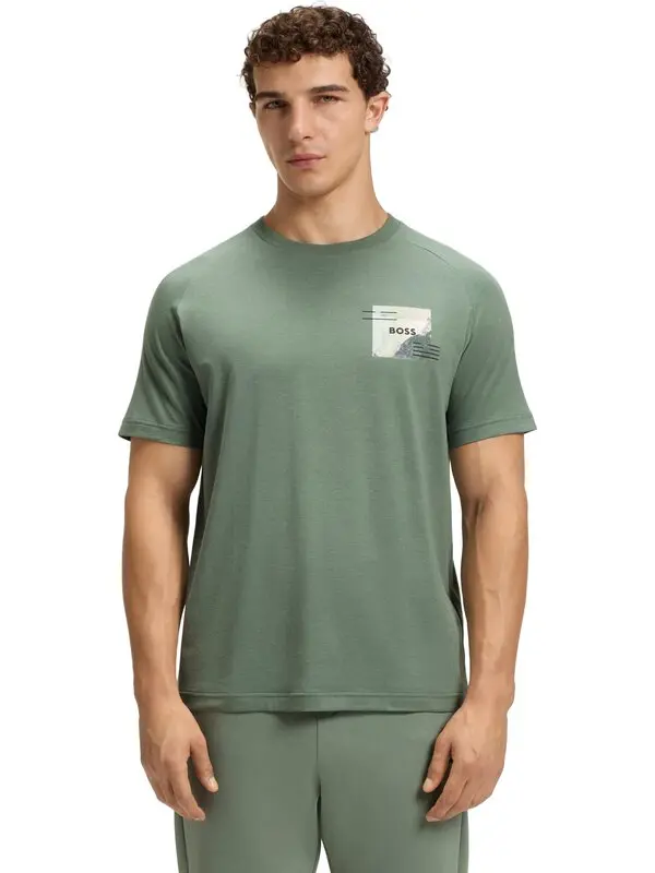 BOSS Cotton-blend T-shirt With Decorative Reflective Accents - Light Green