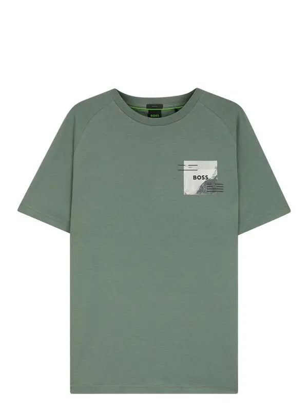 BOSS Cotton-blend T-shirt With Decorative Reflective Accents - Light Green