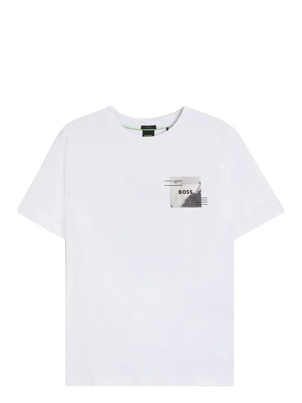 BOSS Cotton-blend T-shirt With Decorative Reflective Accents - White
