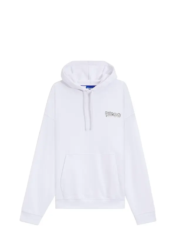 Hugo Logo-print Cotton Terry Hoodie - White