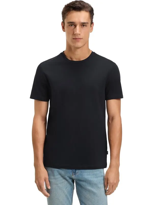 BOSS Slim-fit T-shirt In Mercerized Cotton - Dark Blue