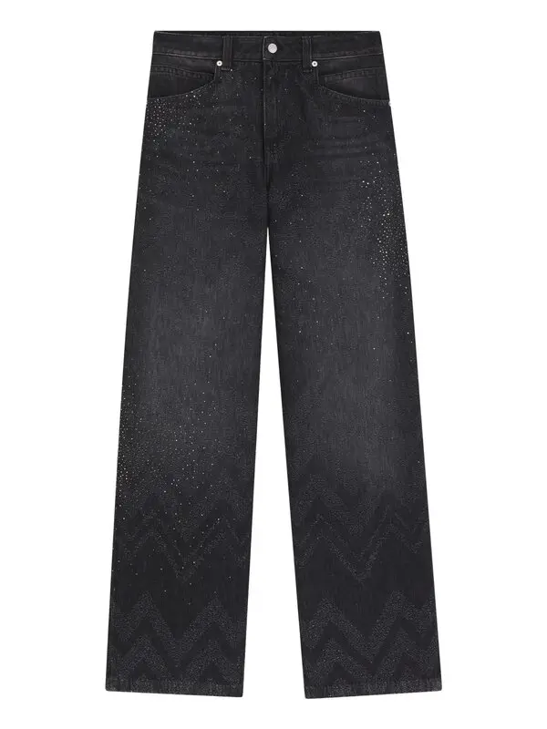 BOSS Crystal-embellished Wide-leg Jeans - Black