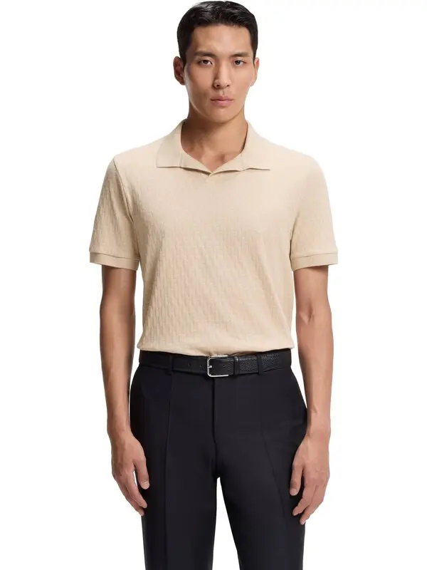 BOSS Johnny-collar Polo Shirt In Italian Stretch Cotton - Light Beige