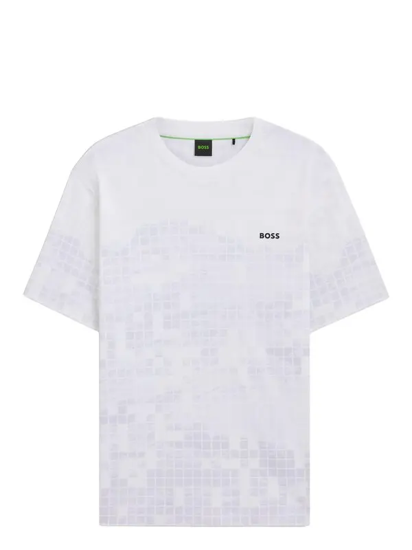 BOSS Printed-graphic T-shirt In Mercerised Cotton - White