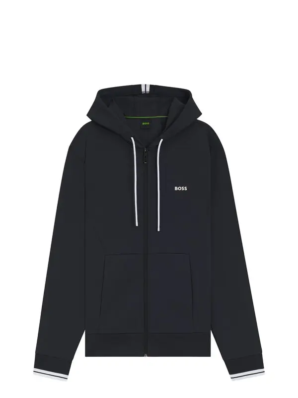 BOSS Cotton-blend Zip-up Hoodie - Dark Blue