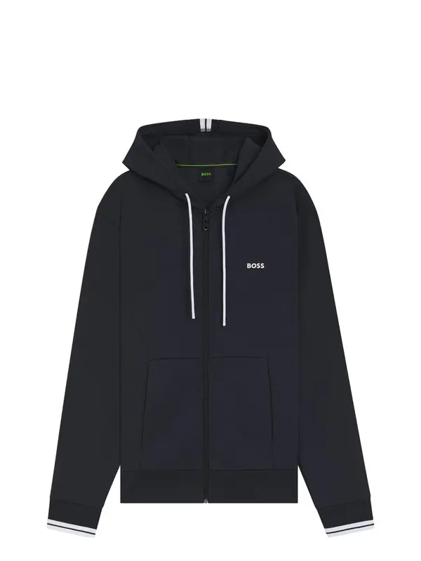 BOSS Cotton-blend Zip-up Hoodie - Dark Blue