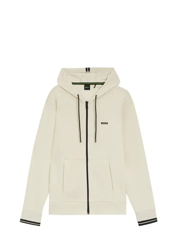 BOSS Cotton-blend Zip-up Hoodie - White