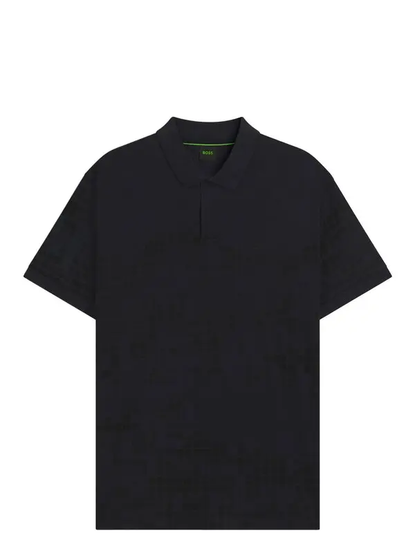 BOSS Printed-graphic Polo Shirt In Mercerised Cotton - Dark Blue