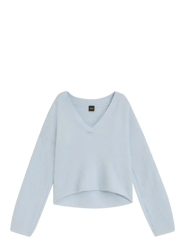 BOSS Relaxed Fit V-neck Sweater - Light Blue